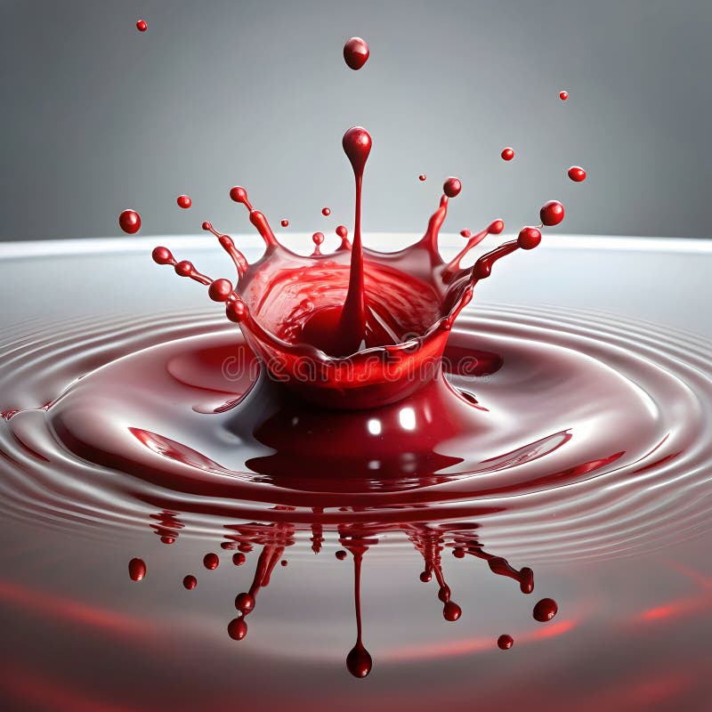A Vivid Splash of Blood with Droplets Captured Mid-air, Creating Stock ...
