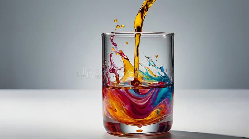 Vivid Splash of Colored Liquids in a Clear Glass, Dynamic and Vibrant ... Vivid Splash of Colored Liquids in a Clear Glass, Dynamic and Vibrant ...