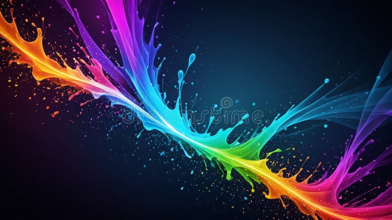 Vivid Splash of Colorful Paint in Motion on a Dark Background Stock ...