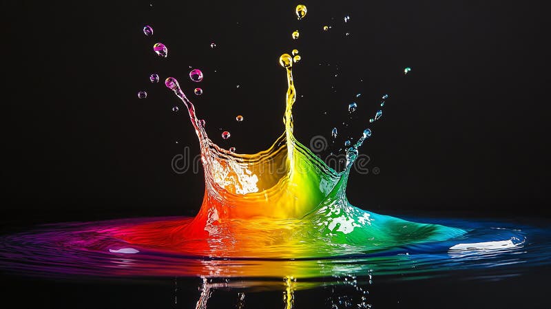 Rainbow-Colored Liquid Splash Stock Image - Image of horizon, peaceful ...