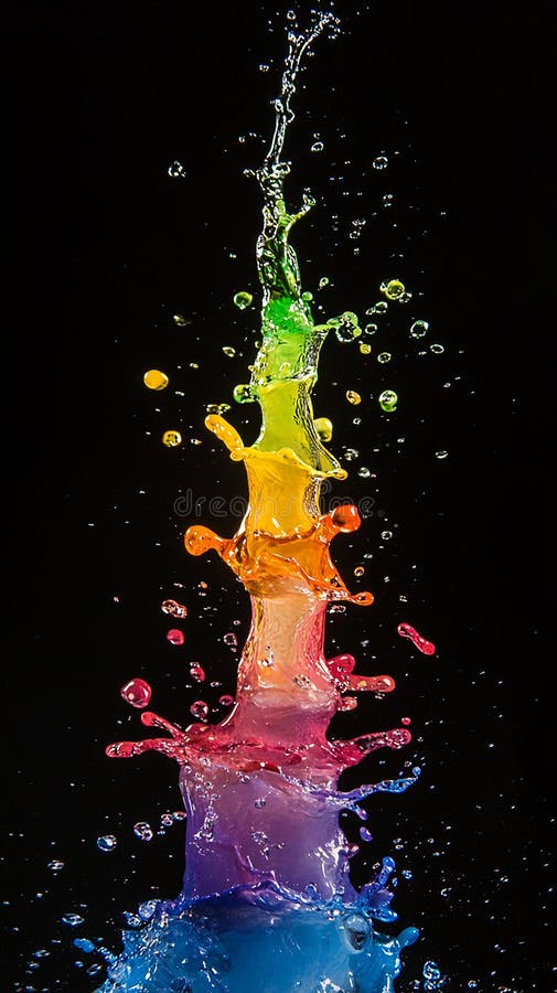 Rainbow-Colored Liquid Splash Stock Photo - Image of tranquil, artistic ...