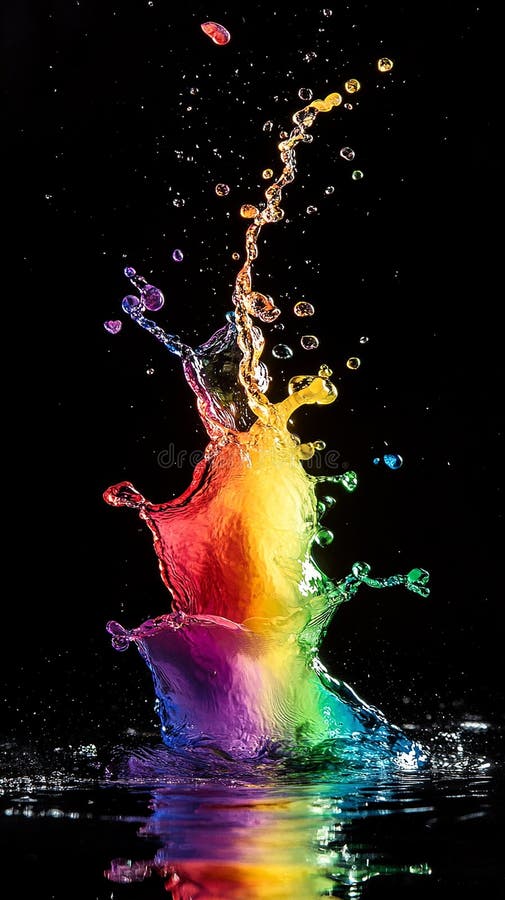 Rainbow-Colored Liquid Splash Stock Photo - Image of colorful ...