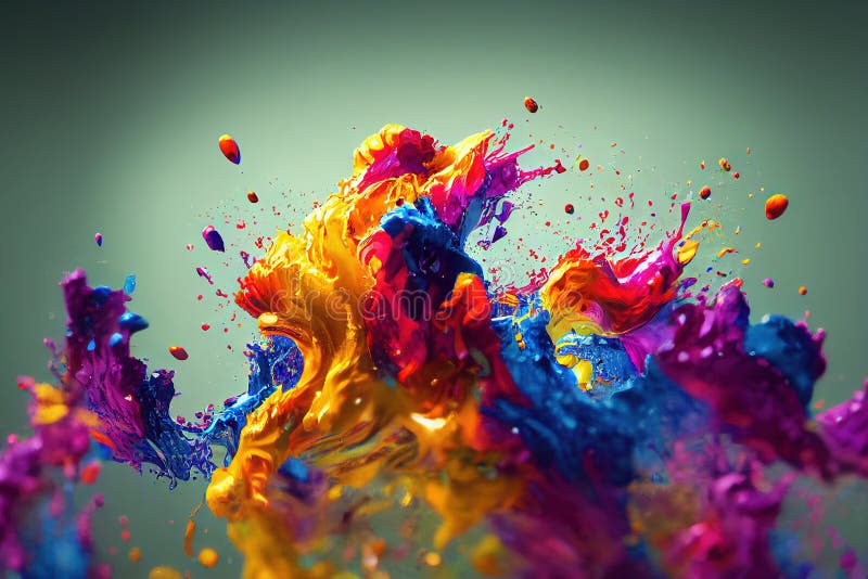 Vivid Splashes Captured in Motion. Digital Illustration Stock Photo ...