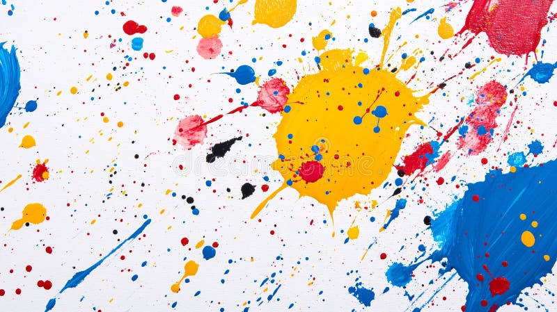 Vivid Splatter Paint on a White Background Creates an Abstract Backdrop ...