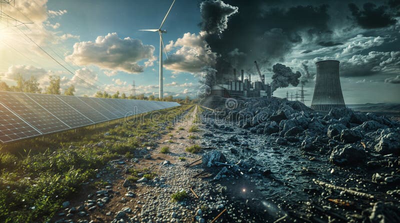 Contrasting Futures: Clean Energy Vs. Industrial Pollution, Generative ...