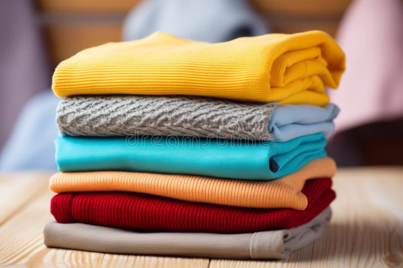 Vivid Stack of Cotton Clothes Close Up View of Colorful and Diverse ...