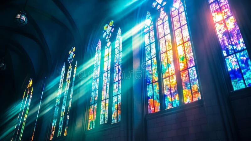 A Vivid Stained Glass Window Brightened by Sunlight Stock Image - Image ...