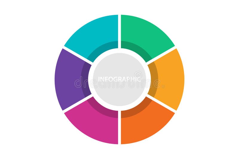 Vivid 6-step Infographic Wheel with Shadow and Title Stock Illustration ...