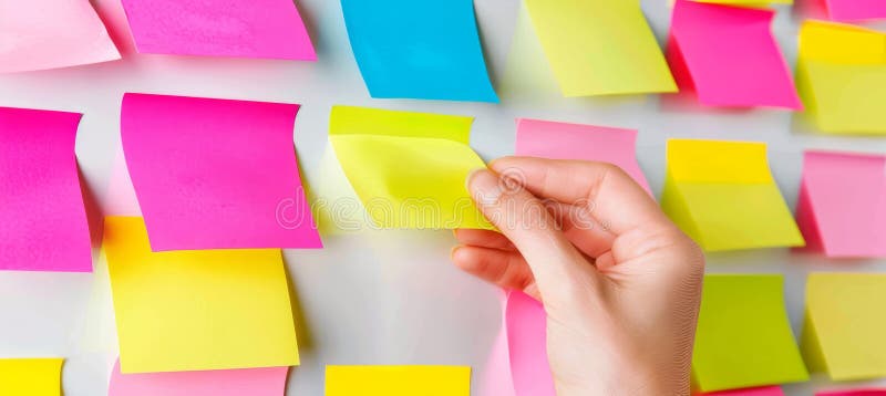 Vivid Sticky Notes on Whiteboard Illustrating Creative Brainstorming ...