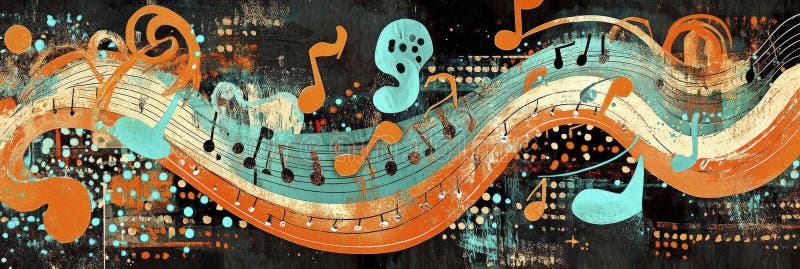Vivid Stream of Music Notes with Fiery Essence Stock Illustration ...
