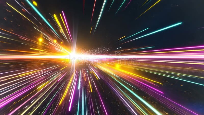Dynamic Burst of Colorful Lights Creating an Explosion of Energy in a ...