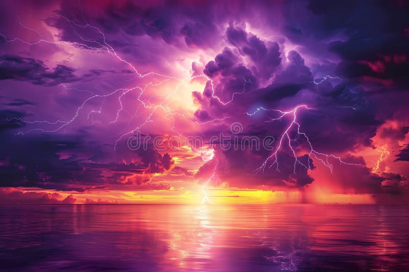 Vivid Sunset Reflecting on Water Under Dramatic Storm Clouds and ...