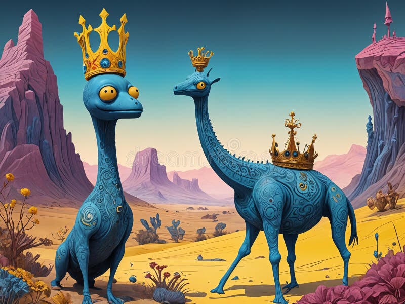 A Vivid and Surreal Landscape Illustration Dominated by Two Strange ...