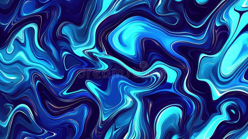 Blue and Turquoise Abstract Swirl Design with Fluid Shapes and Varying ...