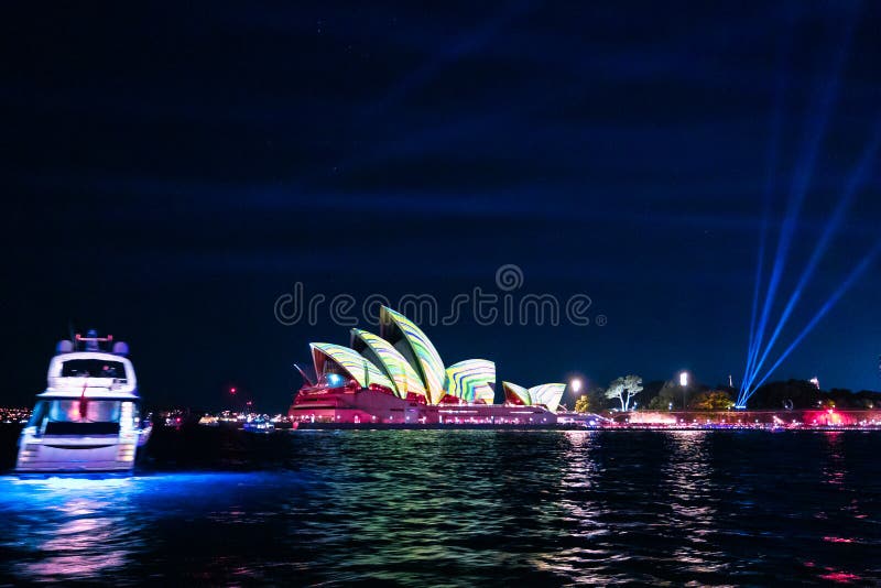 Vivid Sydney Opera House 2022 Lights Skyline Editorial Photo - Image of ...