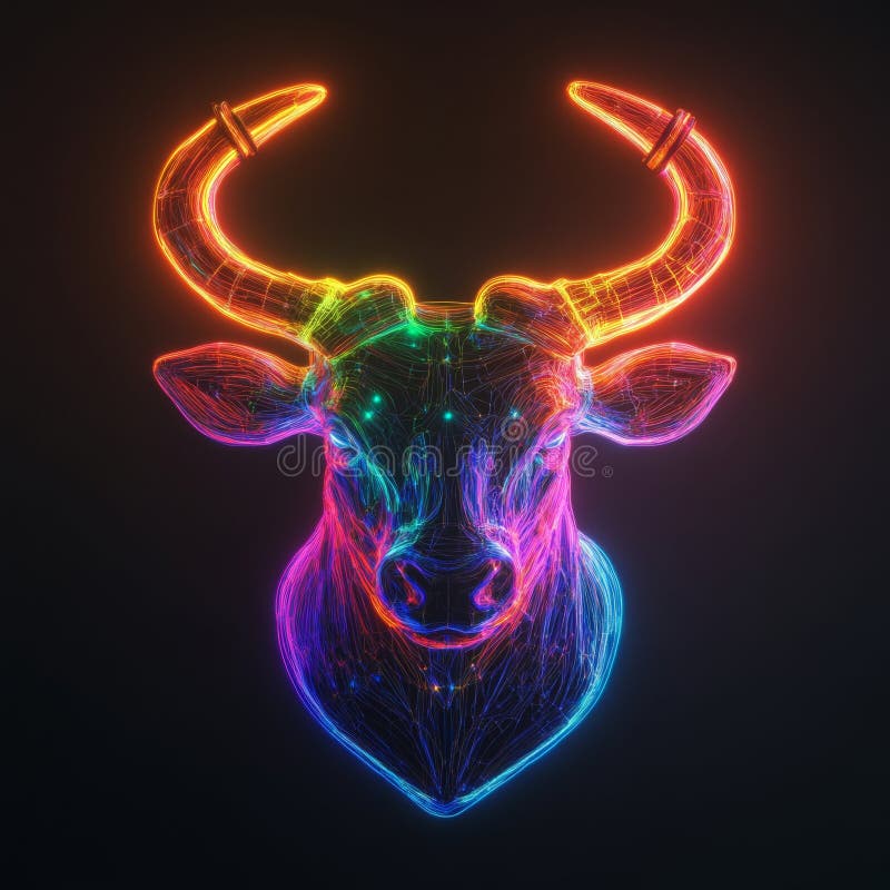 Vivid Taurus Symbol Illuminated by Neon Lights on a Dark Backdrop for a ...