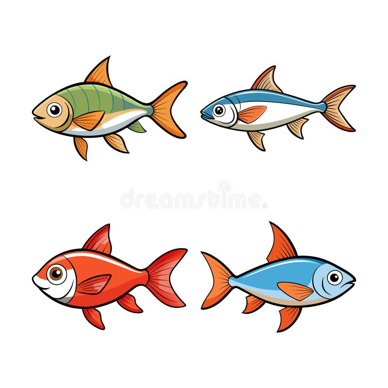 Vivid Tetra Fish Illustration with Unique Features Stock Vector - Illustration of habitat ...