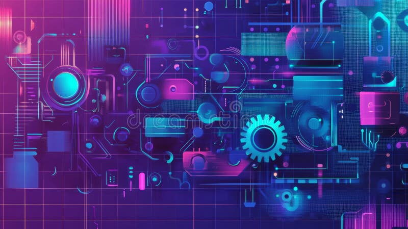 Vivid Thumbnail Illustration of Gears, Circuits, and Tools Against a ...