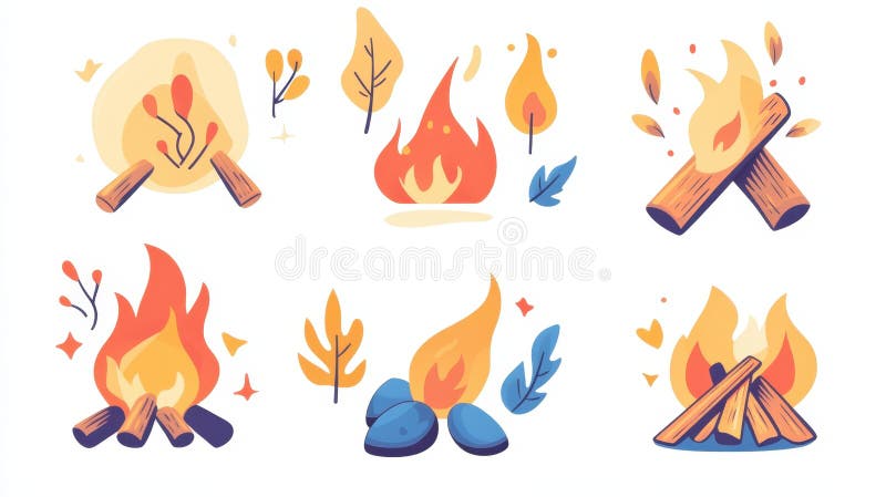 Vivid Translucent Arcs and Glowing Campfire Flames Create a Dynamic ...