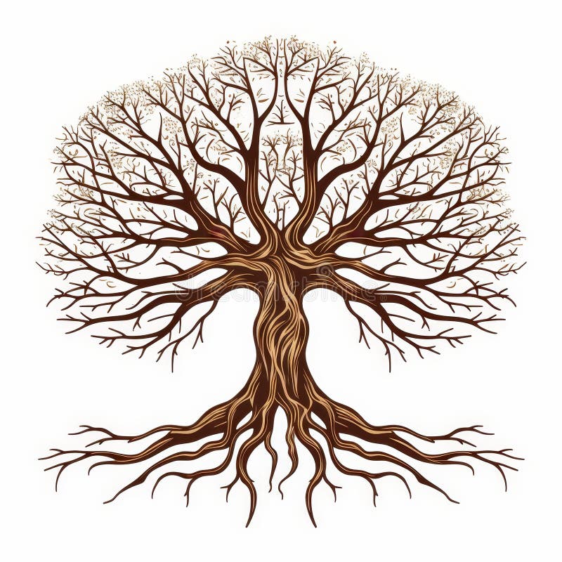 Vivid Tree Root Illustration, Stark White Background, Ai Generated ...