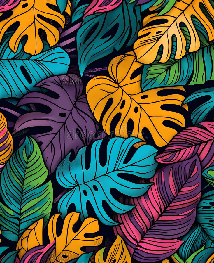 Vivid Tropical Leaf Pattern Ideal for Exotic and Colorful Decor Stock Photo - Image of botanical ...