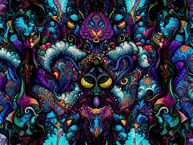 Vivid Unique Psychedelic Pattern, Texture Stock Illustration ...