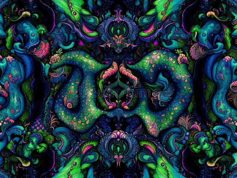 Vivid Unique Psychedelic Pattern, Texture, Wallpaper Stock Illustration ...