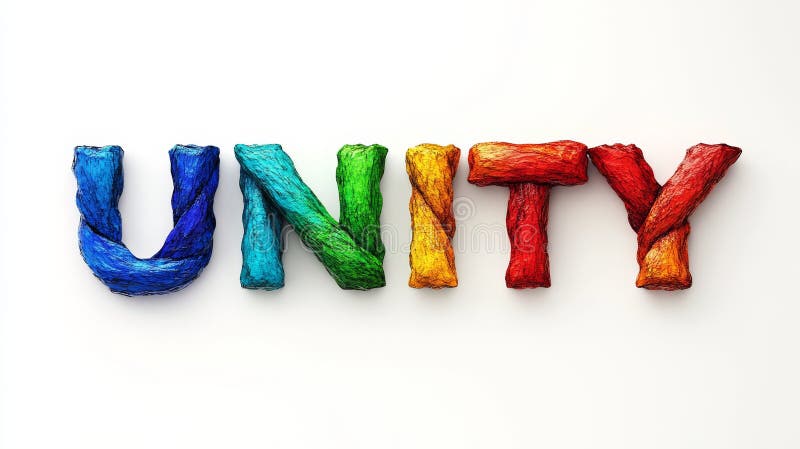 Vivid Unity Concept Colorful Intertwined Ropes Form the Word UNITY on a ...