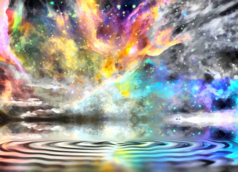 Vivid Universe, Ripples on Water Surface Stock Illustration ...