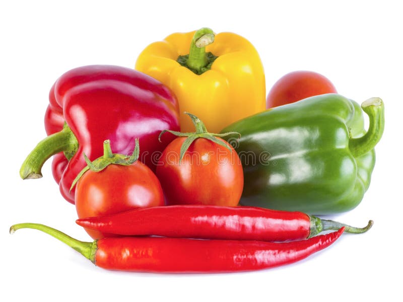 Vivid Vegetable Isolated on White Stock Image - Image of peppers ...