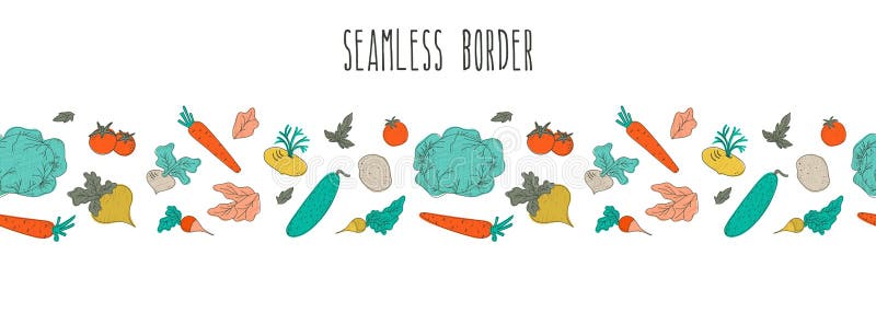 Vivid Vegetables Border Vector Pattern Stock Vector - Illustration of ...