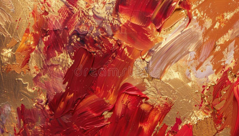 Vivid and Vibrant Abstract Artwork in Red and Gold Showcasing Texture ...