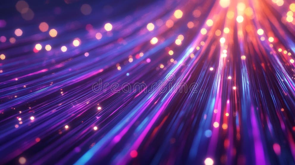 Vivid Visualization of Illuminated Optical Fiber Cables Intertwined in ...