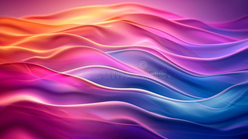 Vivid Waves of Color Flow in a Digital Sea Stock Illustration ...