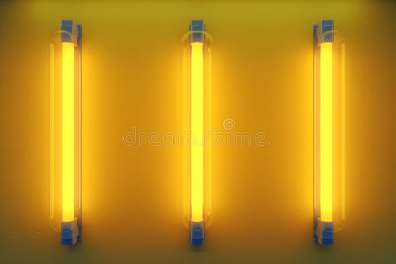 Vivid Yellow Fluorescent Tubes Add Texture To Yellow Wall Background ...