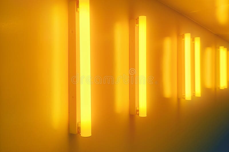 Vivid Yellow Fluorescent Tubes Add Texture To Yellow Wall Background ...