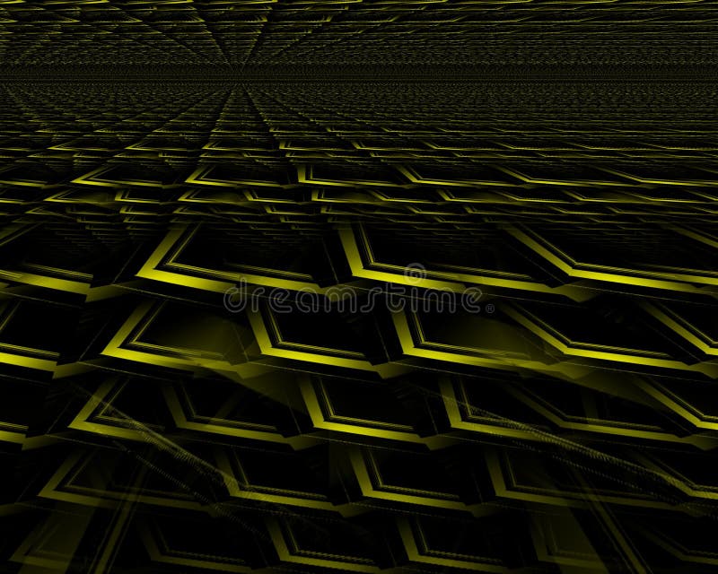 Vivid Yellow Lined Pattern and Geometric Repeating Design on Black ...