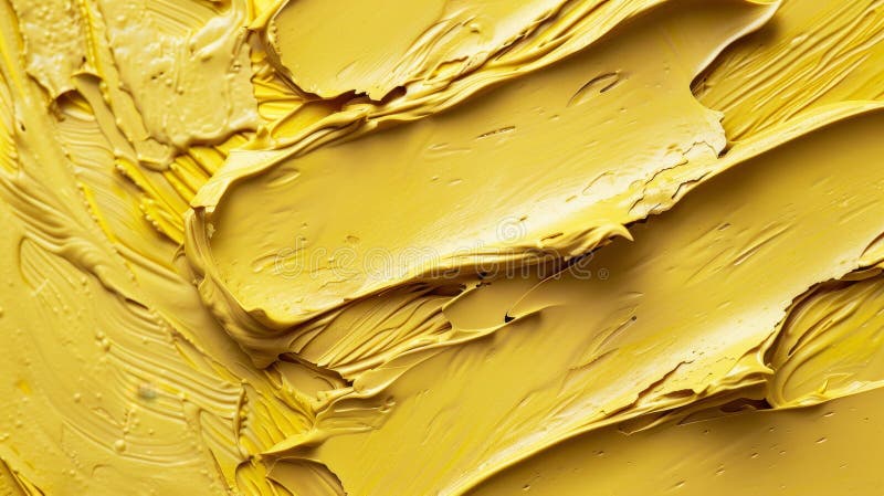 Vivid Yellow Paint Spreads in Thick Layers Across the Surface ...