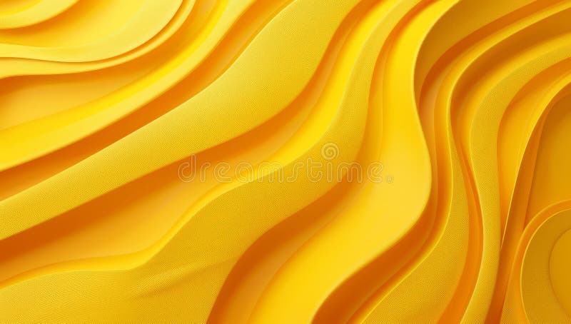 Vivid Yellow Paper Flows in Dynamic Waves, Showcasing Intricate Curves ...
