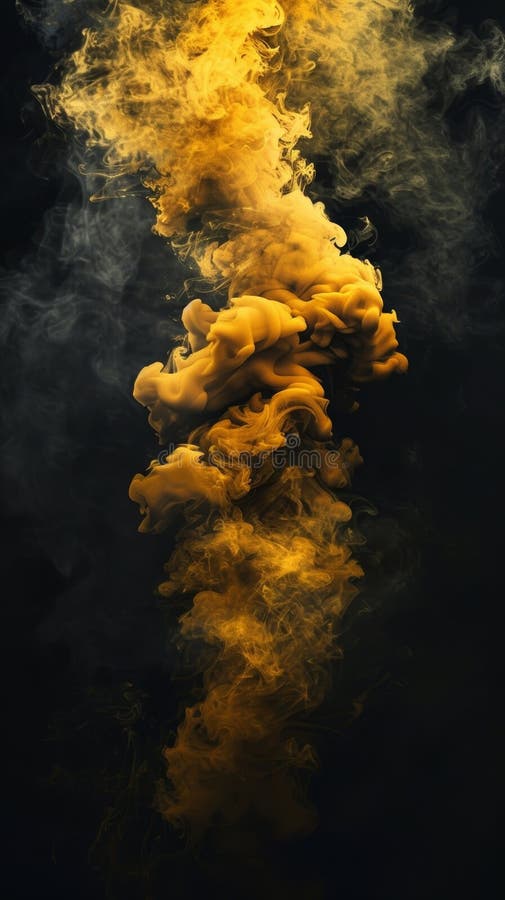 A Vivid Yellow Smoke Ascends Vertically, Creating a Vibrant Column ...
