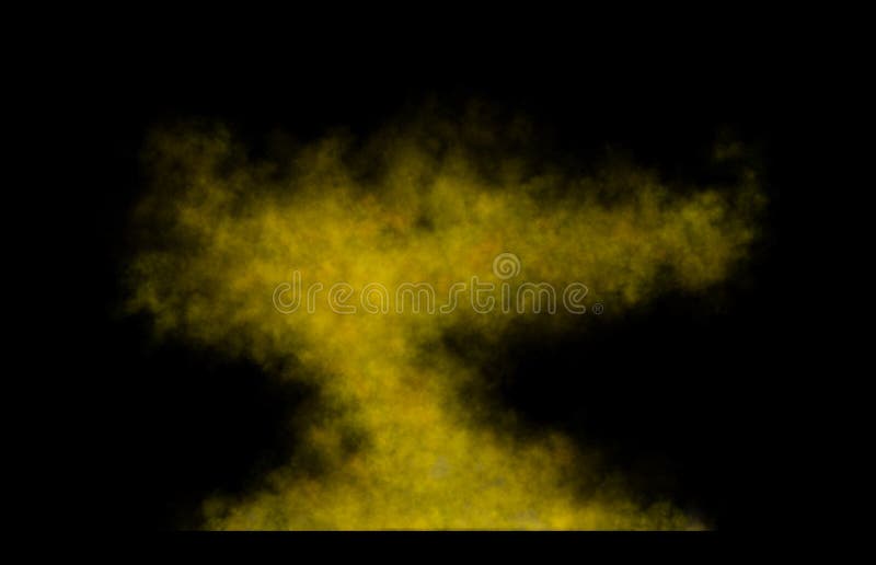 Dense Yellow Smoke Explosion on Transparent Background with Black Edges ...