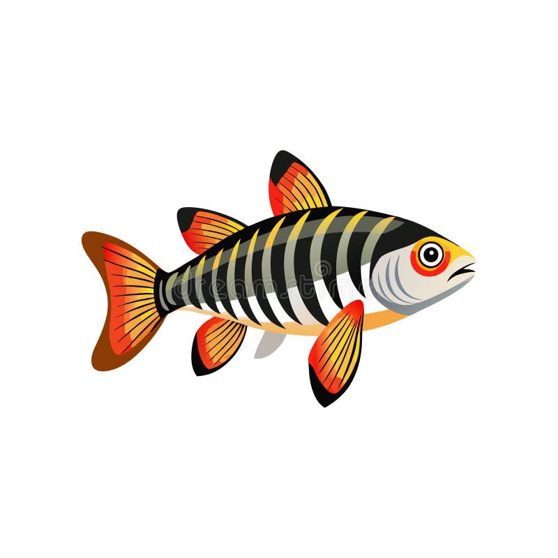 Vivid Zebra Danio Fish Realistic Art Stock Illustration - Illustration ...