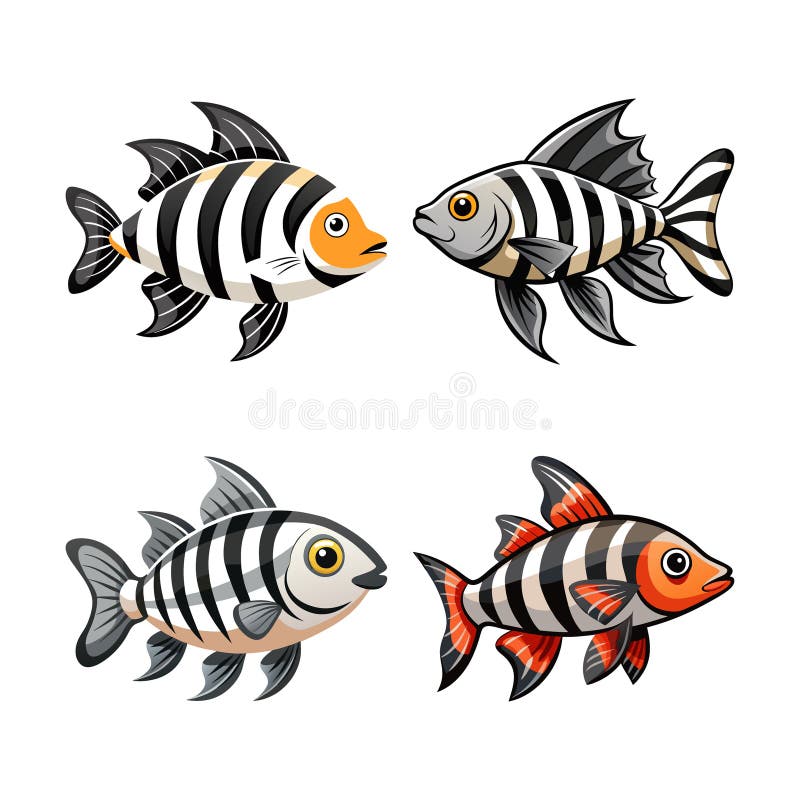 Vivid Zebra Fish Realistic Color Illustration Stock Vector ...