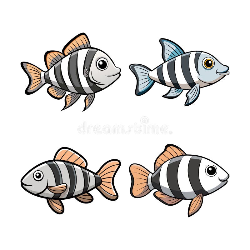 Vivid Zebra Fish Realistic Color Illustration Stock Vector ...