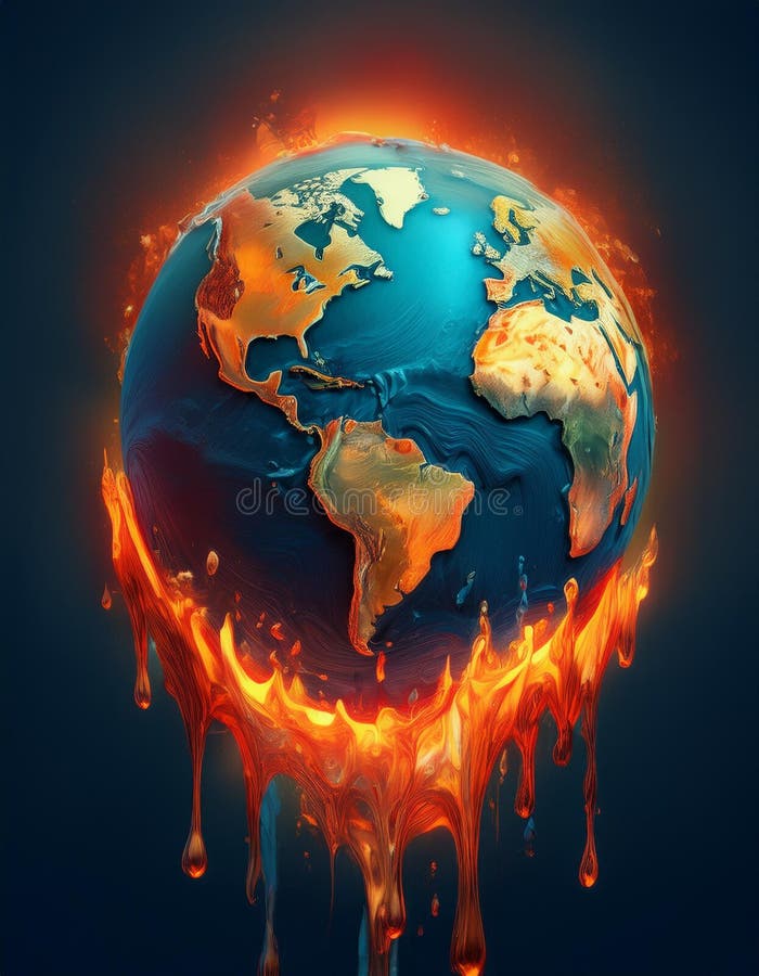 Melting Earth Symbolizing Climate Change Crisis, Conservation Stock ...