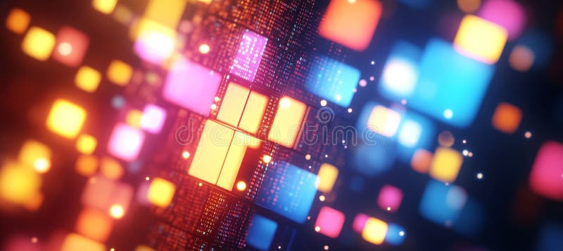 Vividly Colored Code Pattern with Sharp Edges and Geometric Shapes, a ...