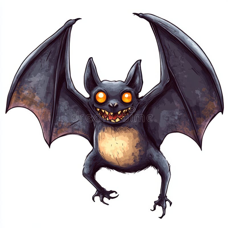 Illustration Bat Eyes Teeth Wings Orange Stock Illustration ...