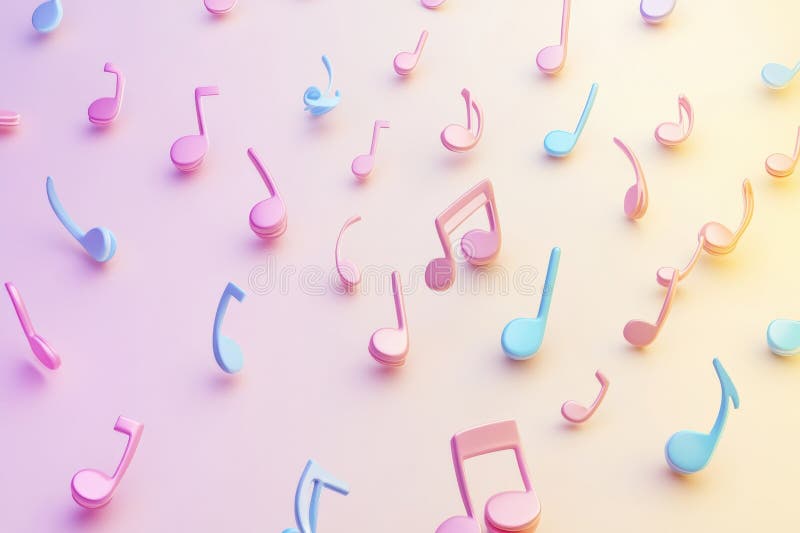 Colorful 3D Music Notes Floating Gracefully on a Soft Gradient ...