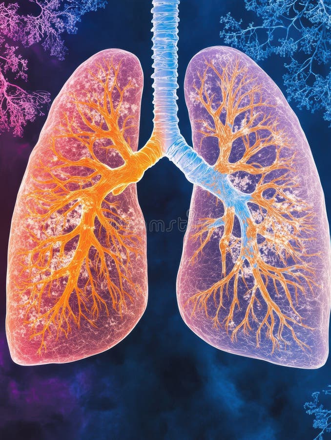 Detailed Visualization of Human Lungs Showing Intricate Bronchial ...