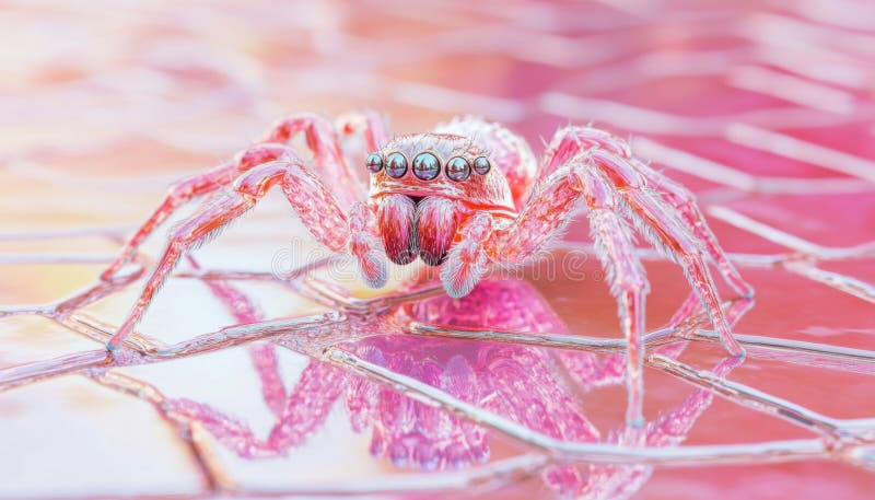 Colorful Spider on a Reflective Surface with a Vibrant Background ...